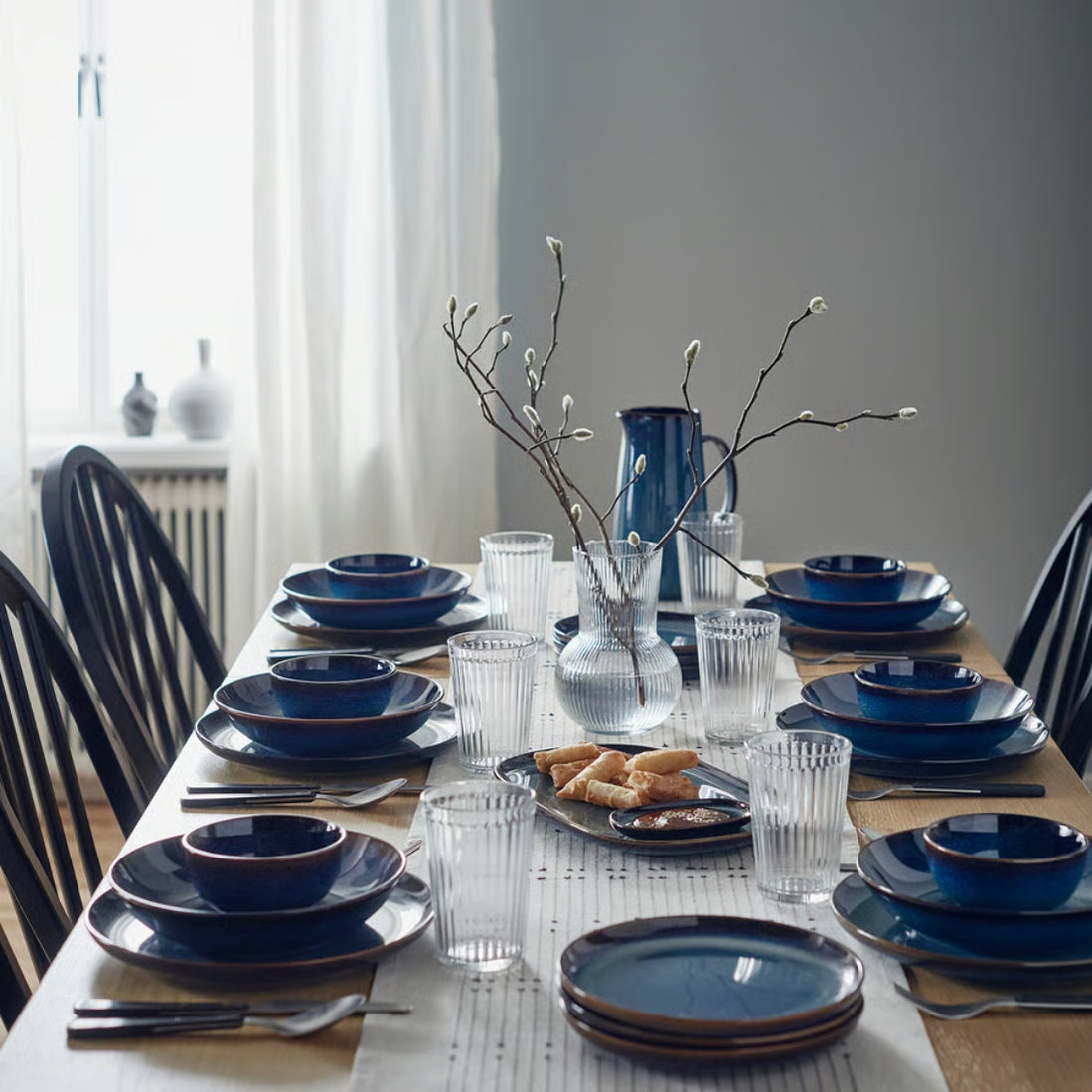 IKEA GLADELIG Plates – Blue | Side, Deep & 20x13 cm | Elegant Stoneware ...