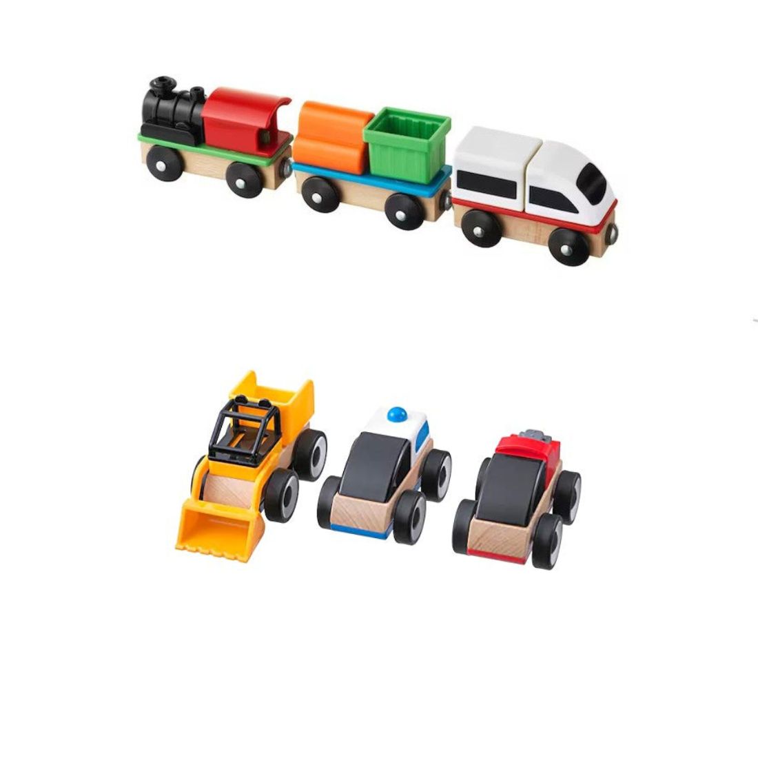 IKEA LILLABO 3-piece train set with Toy carriage, assorted colors ...